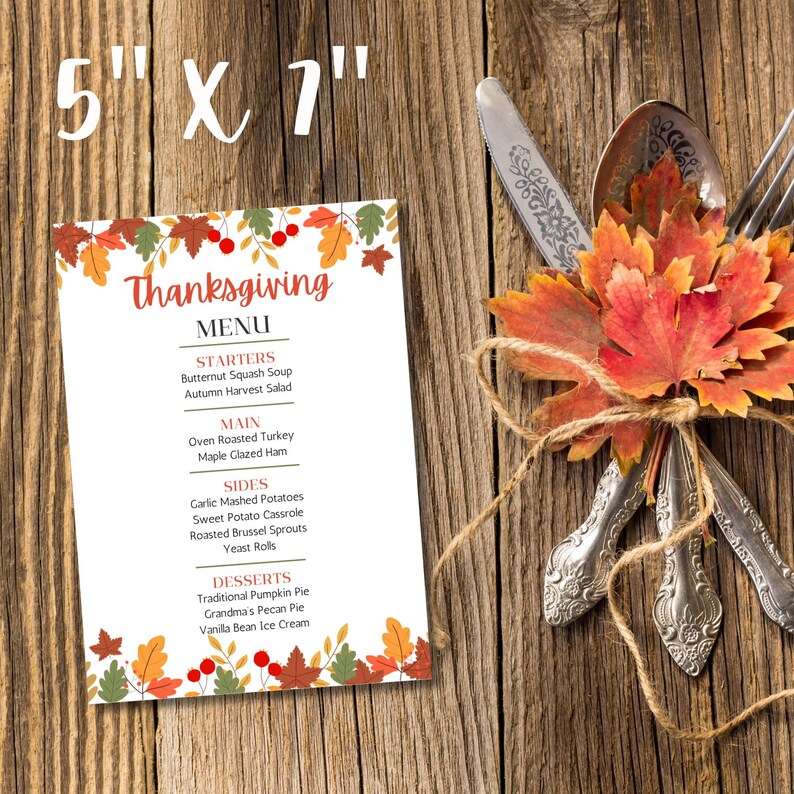 Editable Thanksgiving Menu for Family Dinner or Friendsgiving - Etsy