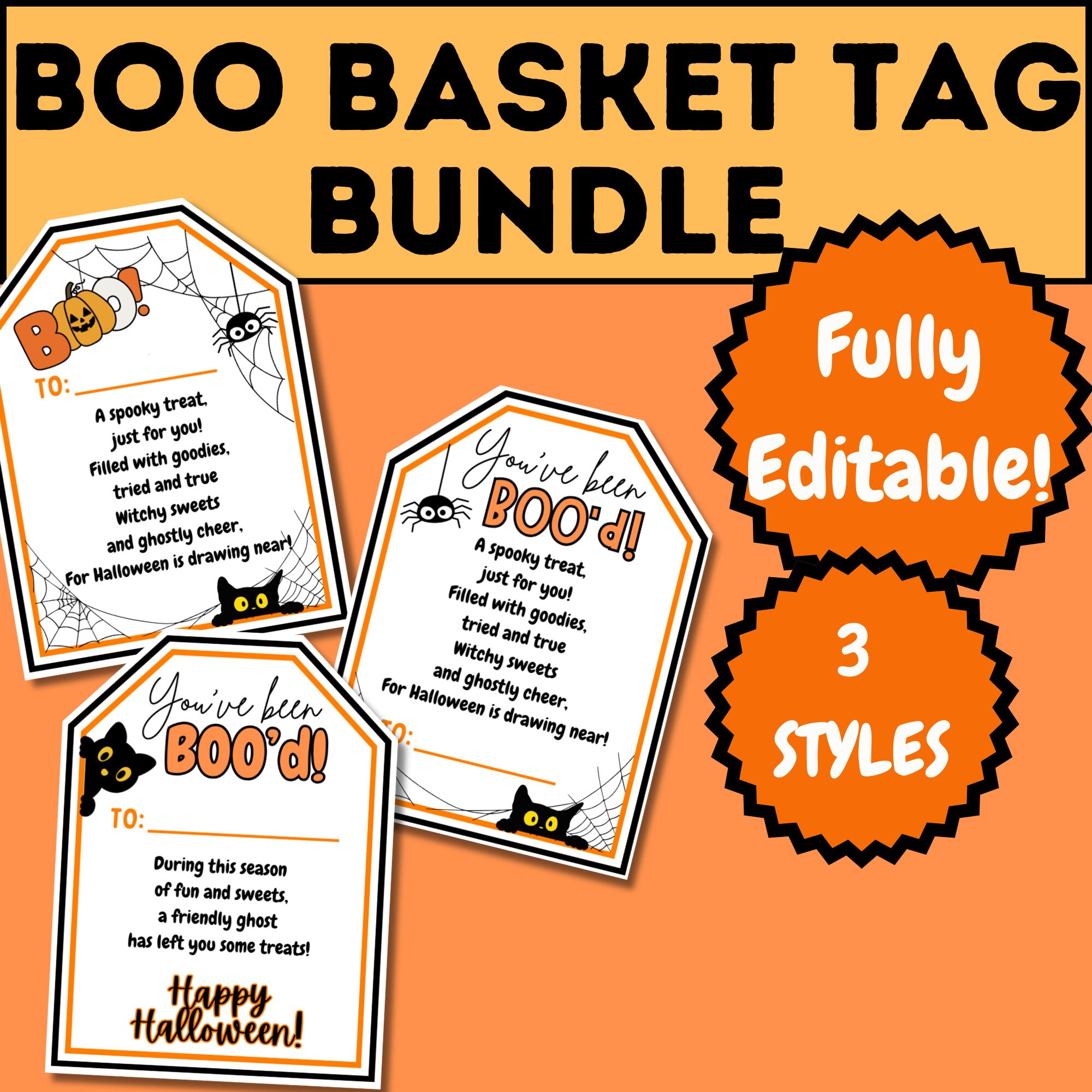 Editable "you've Been Booed" Halloween Basket Tag for Boo Basket ...