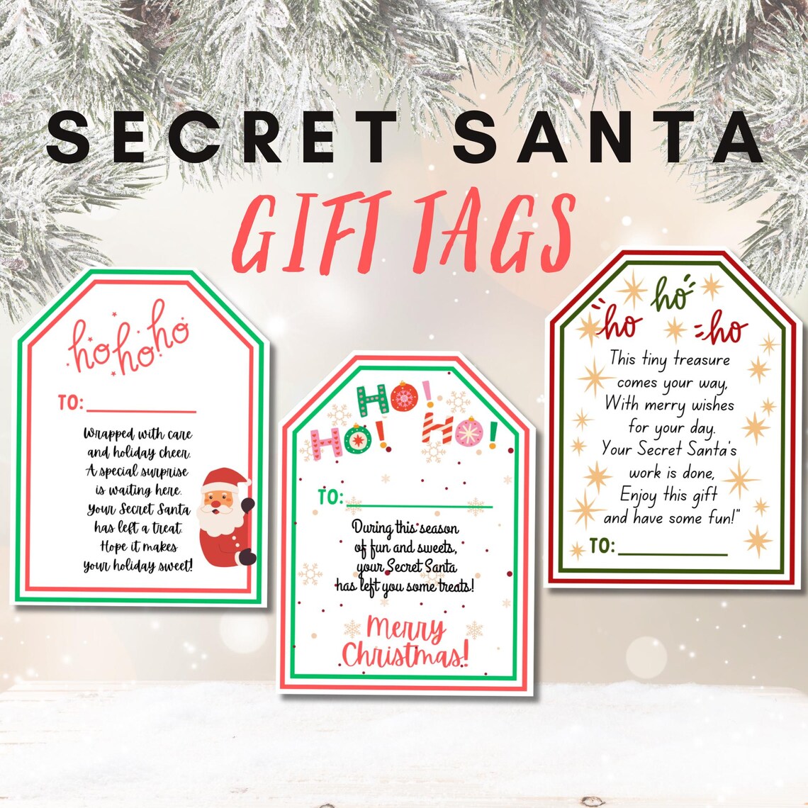 Printable Secret Santa Gift Tags / Editable Secret Santa Tags - Etsy