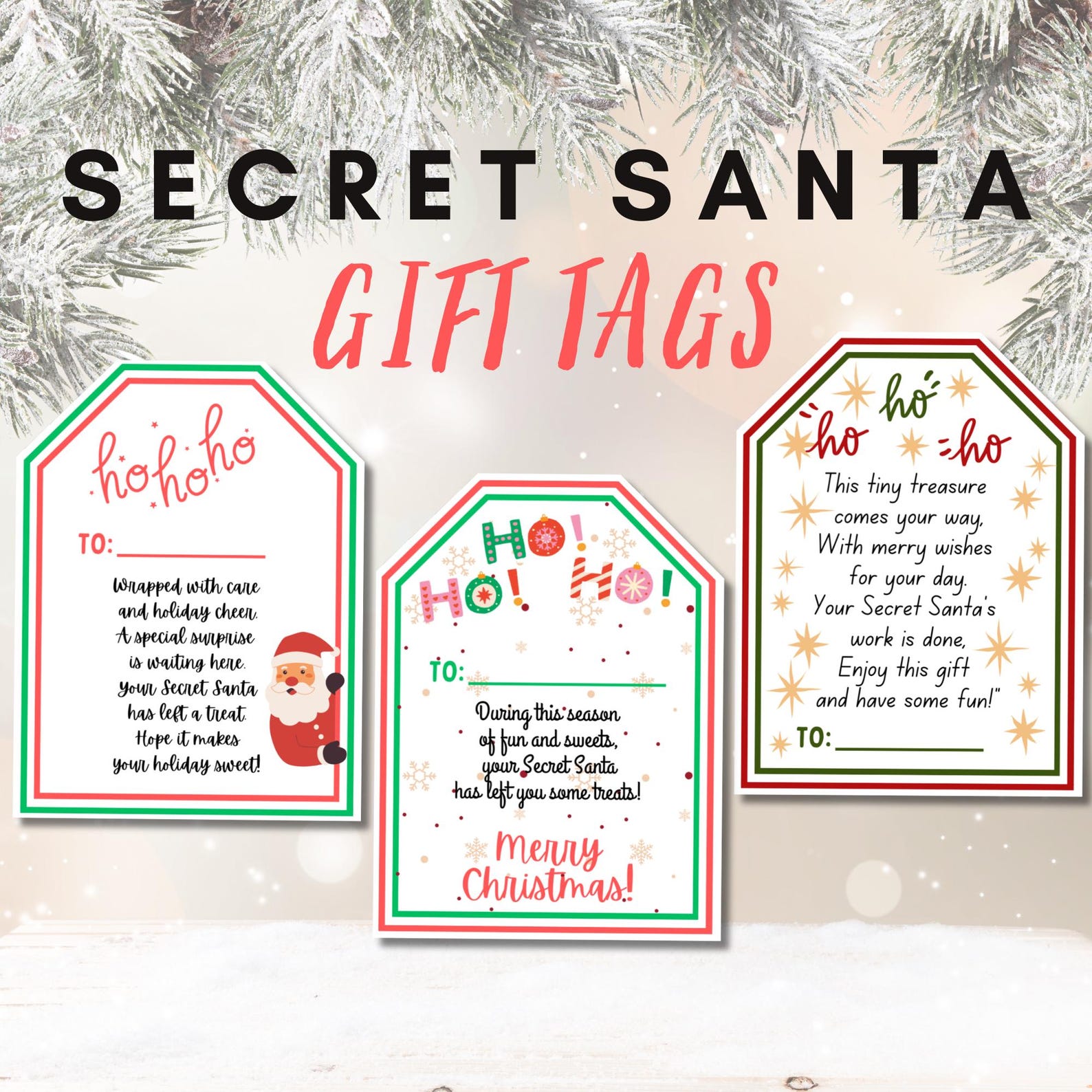 Printable Secret Santa Gift Tags / Editable Secret Santa Tags - Etsy