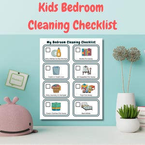 Chore Chart for Kids / Printable Bedroom Cleaning Checklist With ...