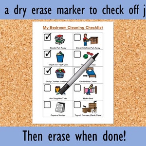 Bedroom Cleaning Checklist Chore Chart for Kids With Pictures - Etsy UK