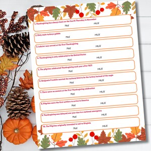 True or False Thanksgiving Trivia Game - Turkey Trivia Friendsgiving ...