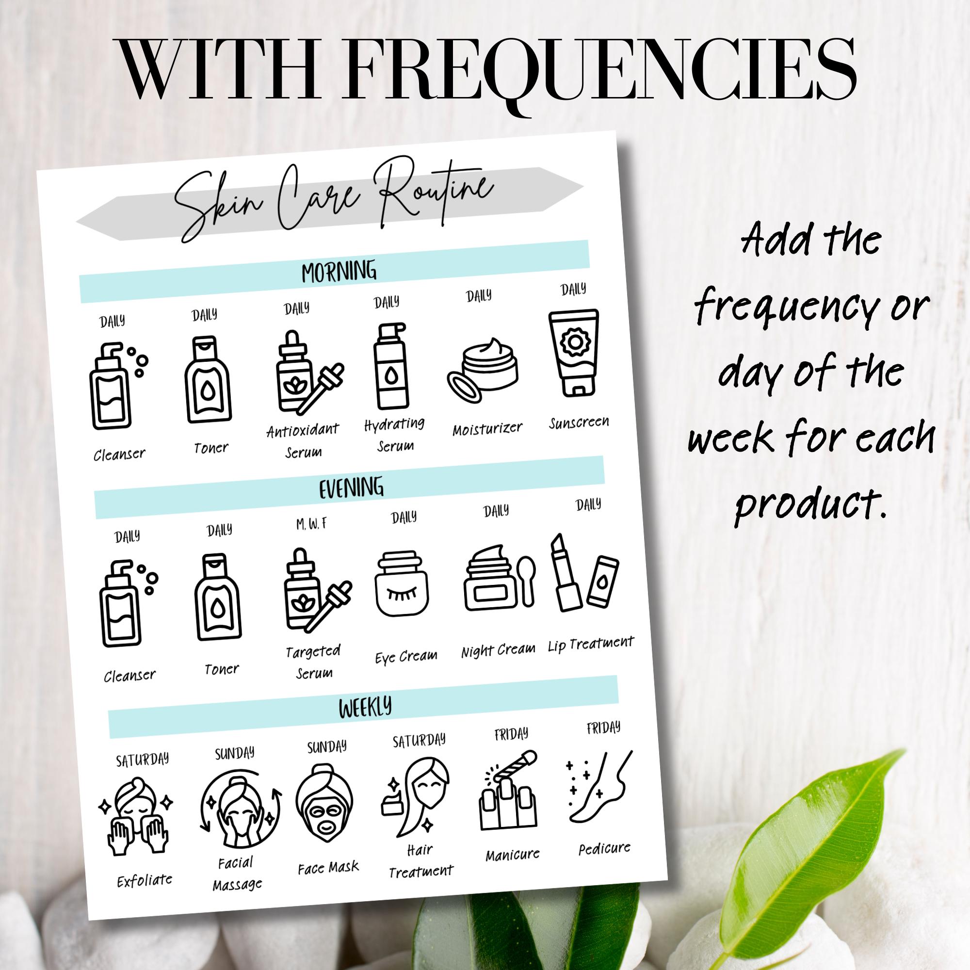 Printable Skincare Routine Template / Editable Skincare Chart / Daily ...