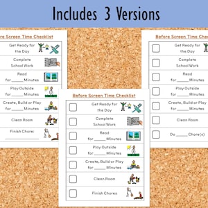 Before Screentime Checklist for Kids - Etsy