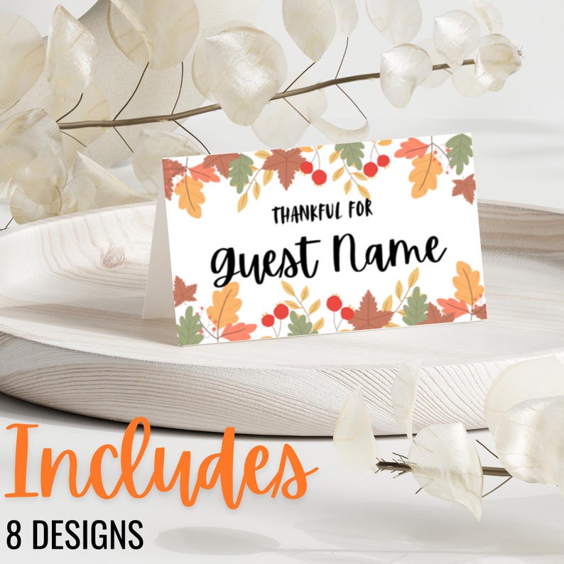 Thanksgiving Place Cards - Autumn Leaves Editable Thanksgiving ...