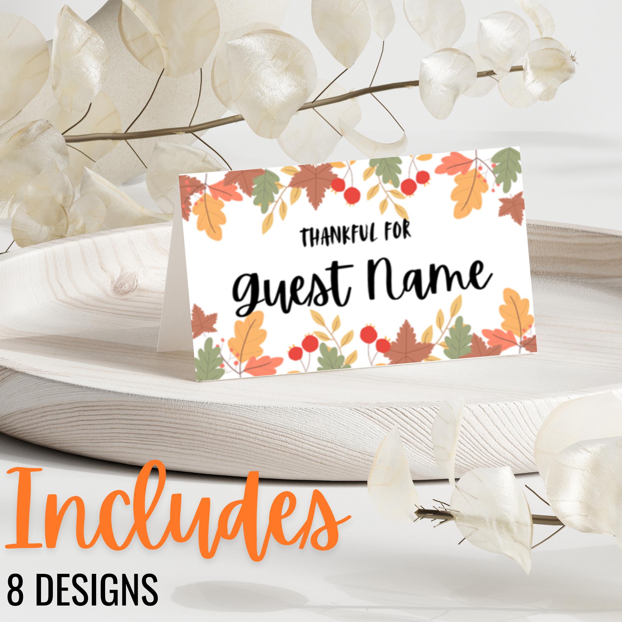 Thanksgiving Place Cards - Autumn Leaves Editable Thanksgiving ...