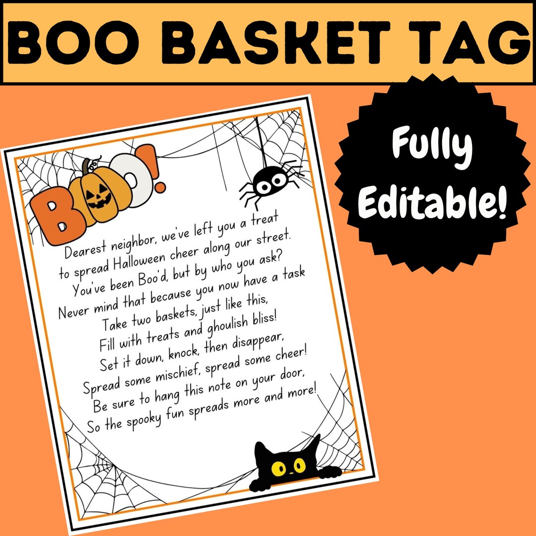 Editable "you've Been Booed" Halloween Basket Tag With Directions for ...