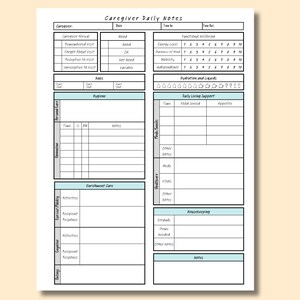 Senior Caregiver Log / Eldercare Caregiver Daily Log - Etsy