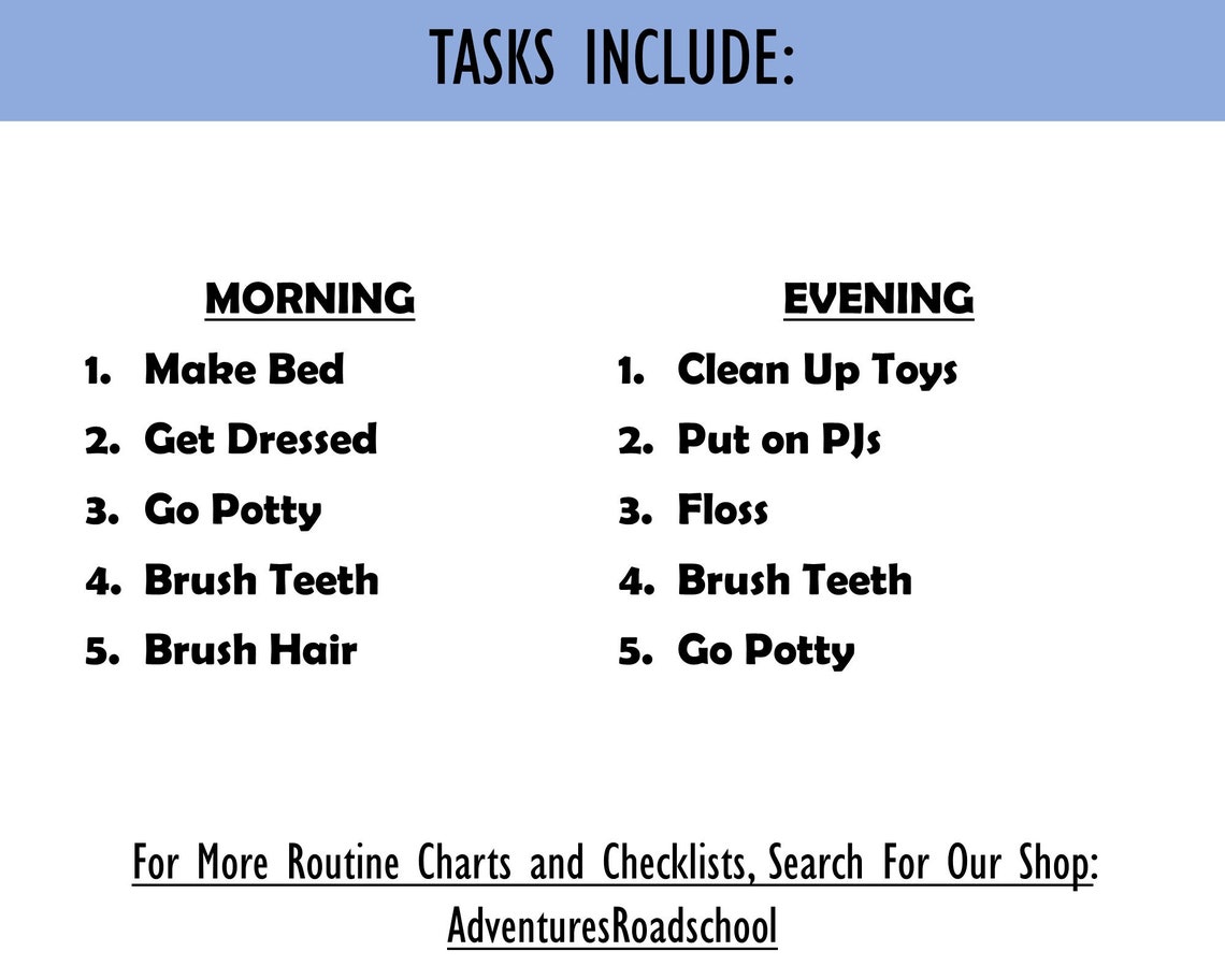 Morning and Evening Routine Chart for Kids - Etsy