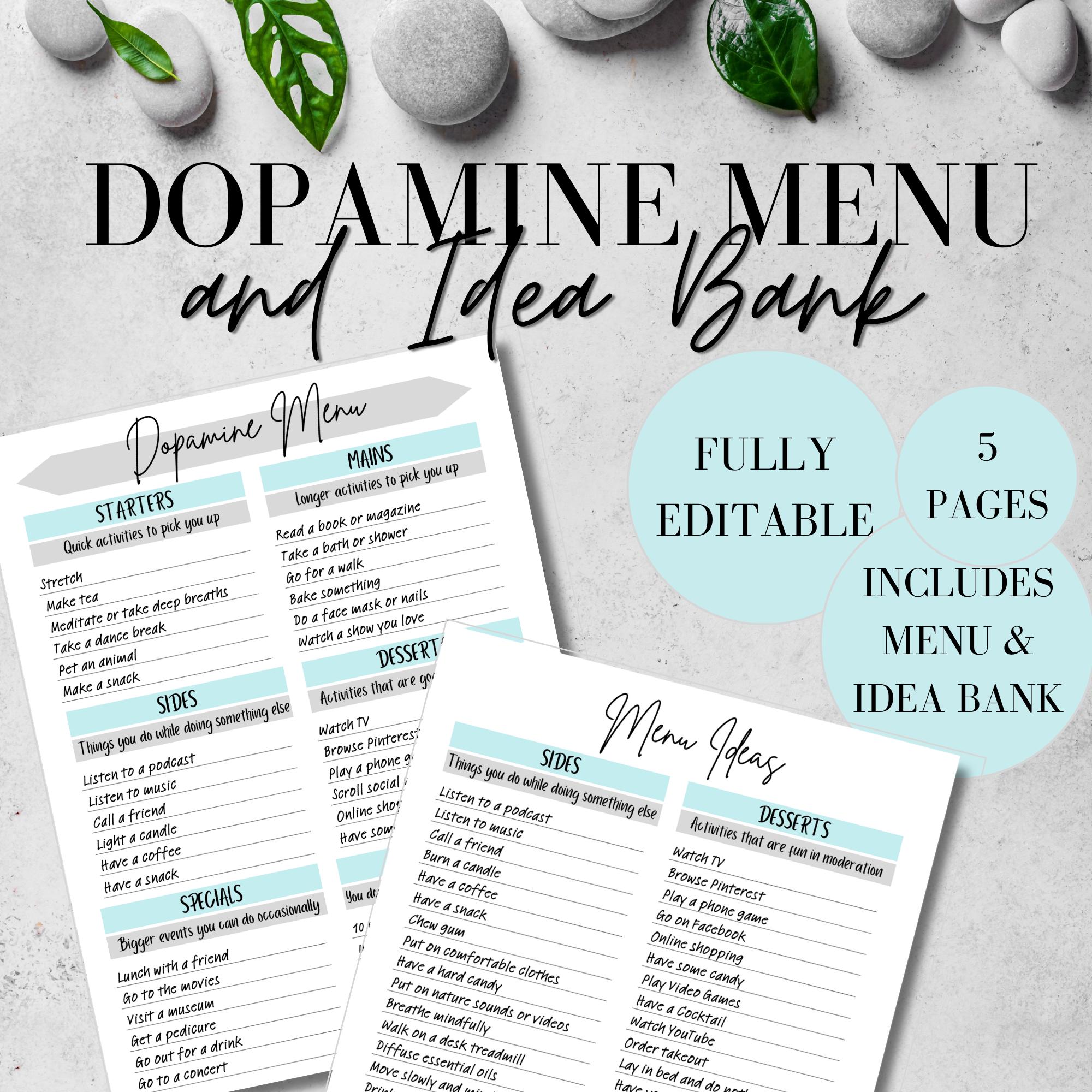 Dopamine Menu- Fully Editable and Printable Aesthetic Dopamenu - Etsy