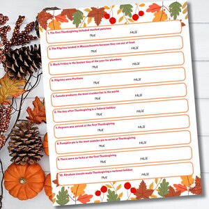 True or False Thanksgiving Trivia Game - Turkey Trivia Friendsgiving ...