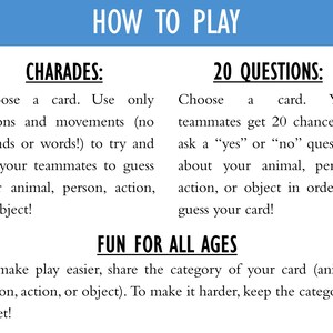 Charades Cards for Kids - Etsy