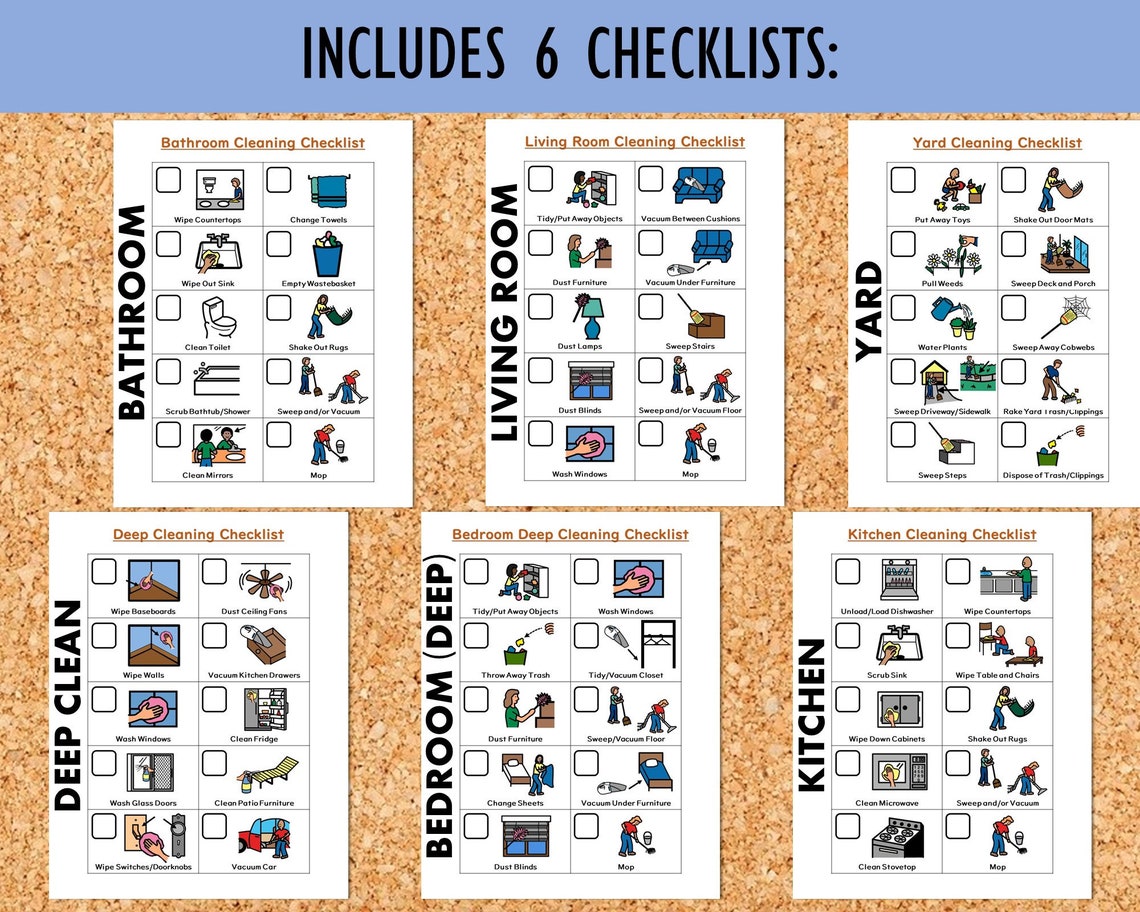 Printable Kids Cleaning Checklists With Pictures | Etsy