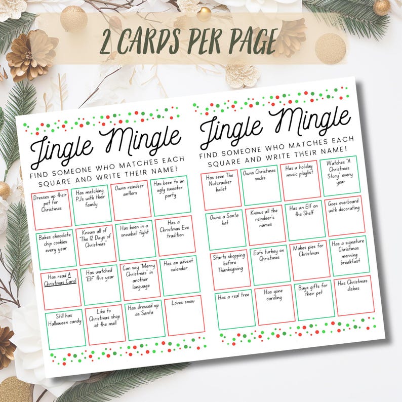 Christmas Mingle Bingo - Mix and Mingle Bingo for Work or Classroom ...