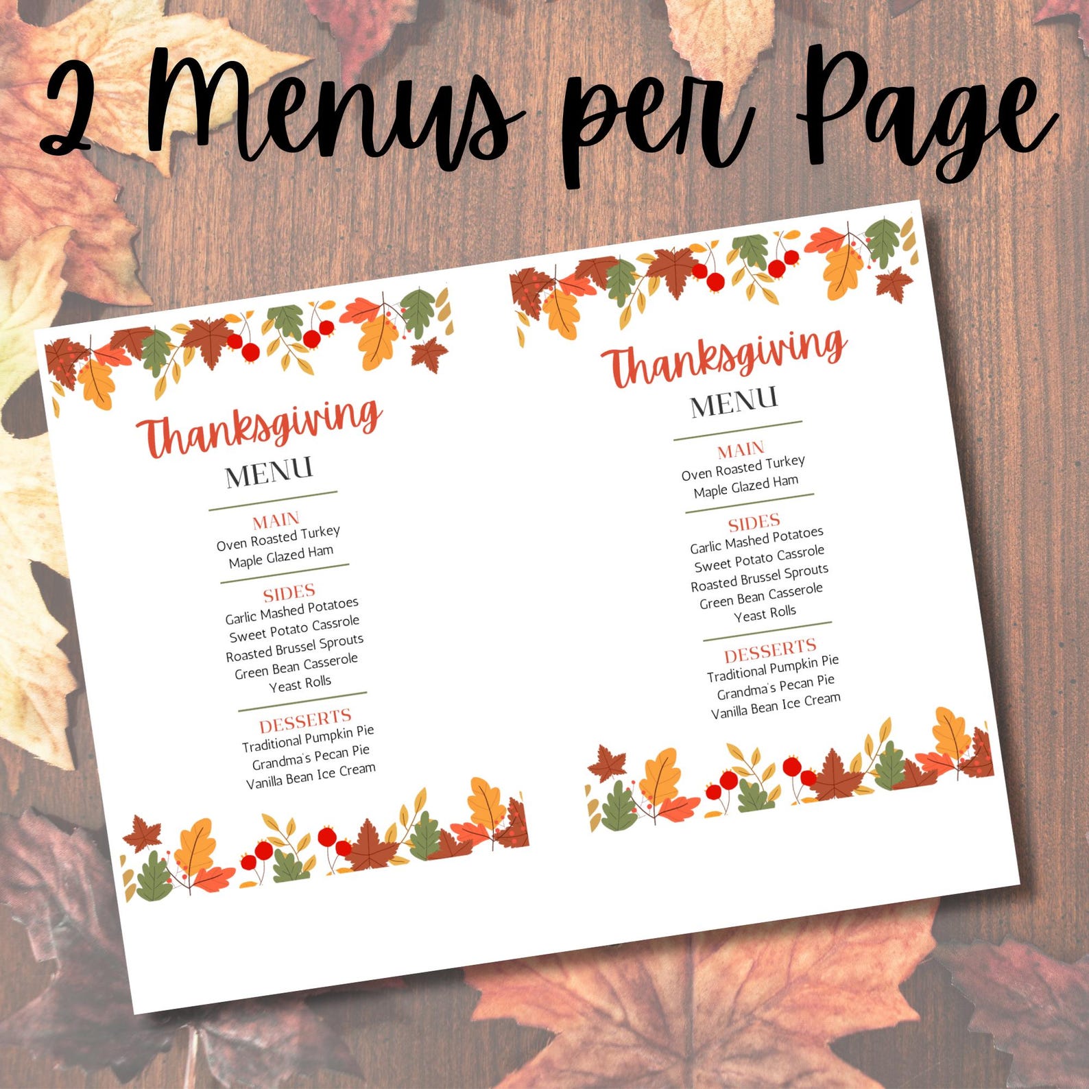 Editable Thanksgiving Menu for Family Dinner or Friendsgiving - Etsy