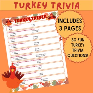 Turkey Trivia Game - Thanksgiving Trivia Friendsgiving Game or Fun ...