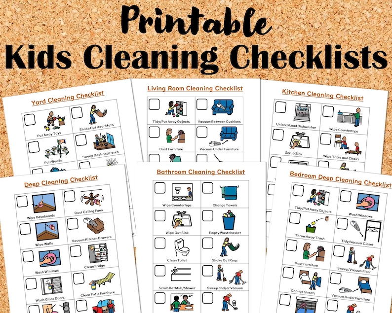 Printable Kids Cleaning Checklists With Pictures - Etsy