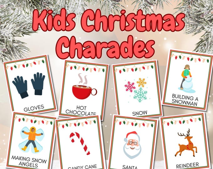 Christmas Charades for Kids With Picture Clues / Kids Christmas Games ...