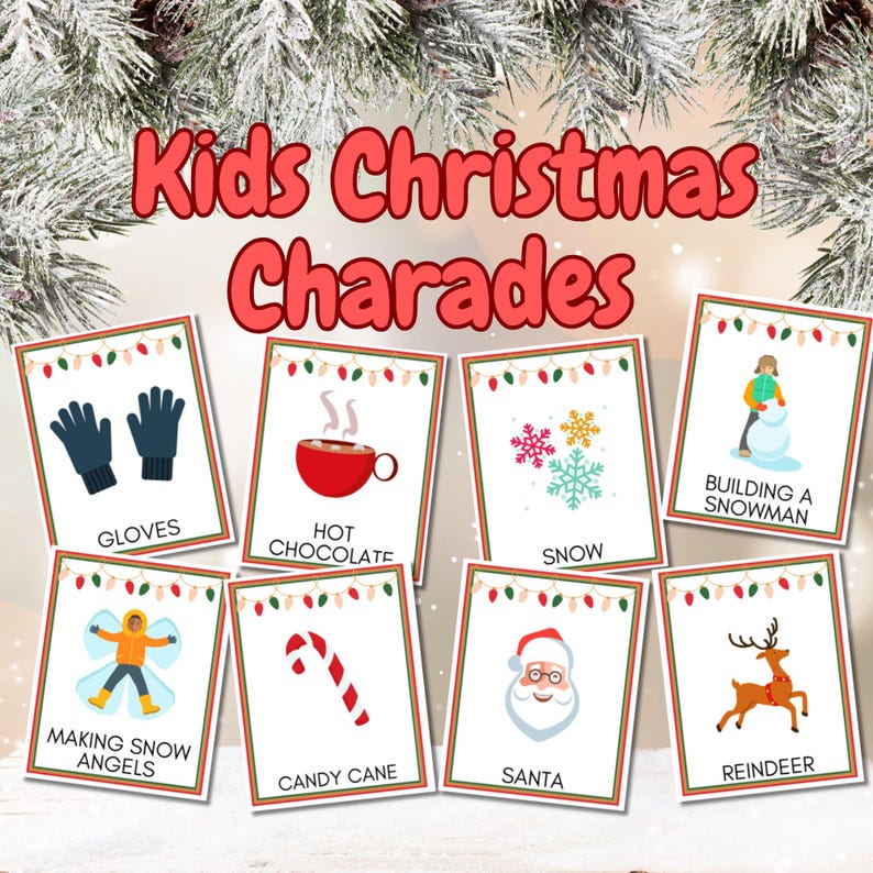 Christmas Charades for Kids With Picture Clues / Kids Christmas Games ...