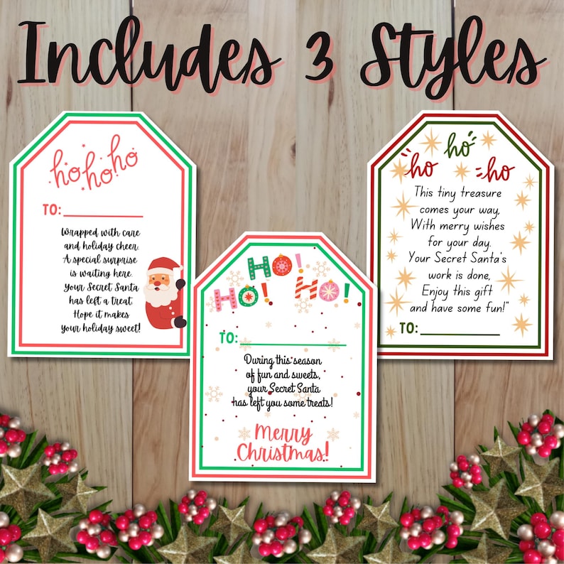 Printable Secret Santa Gift Tags / Editable Secret Santa Tags - Etsy
