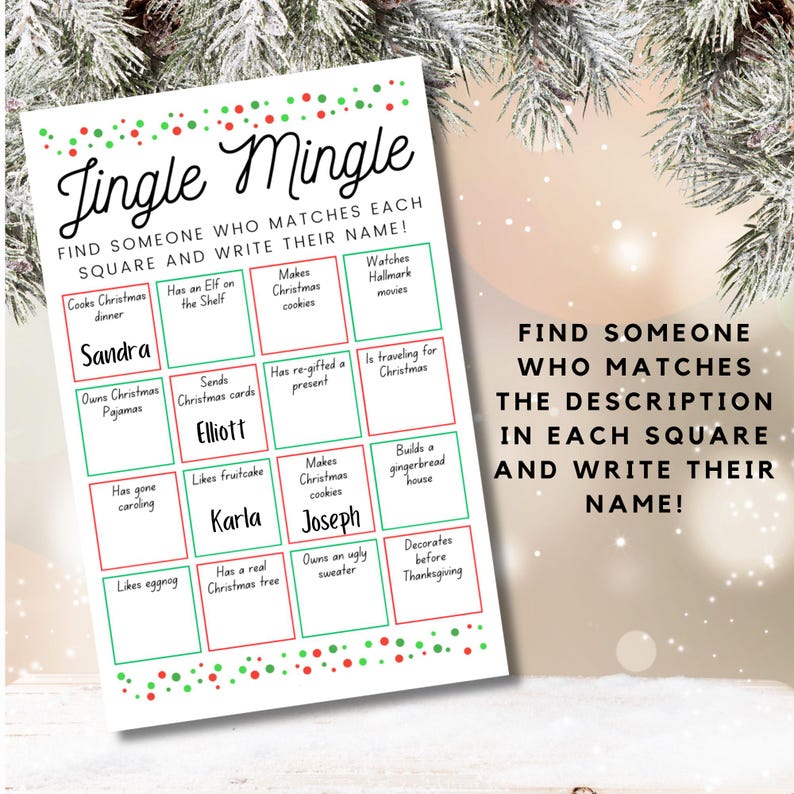 Christmas Mingle Bingo - Mix and Mingle Bingo for Work or Classroom ...