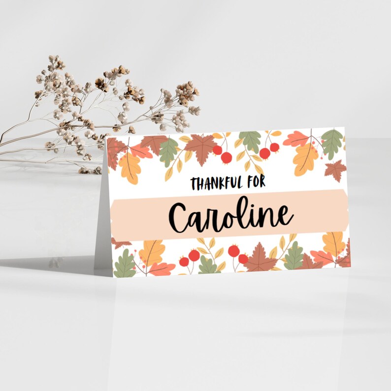 Thanksgiving Place Cards - Autumn Leaves Editable Thanksgiving ...