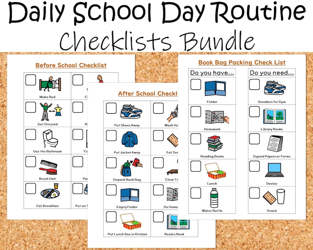 Morning and Afternoon School Routine Checklist for Kids - Etsy