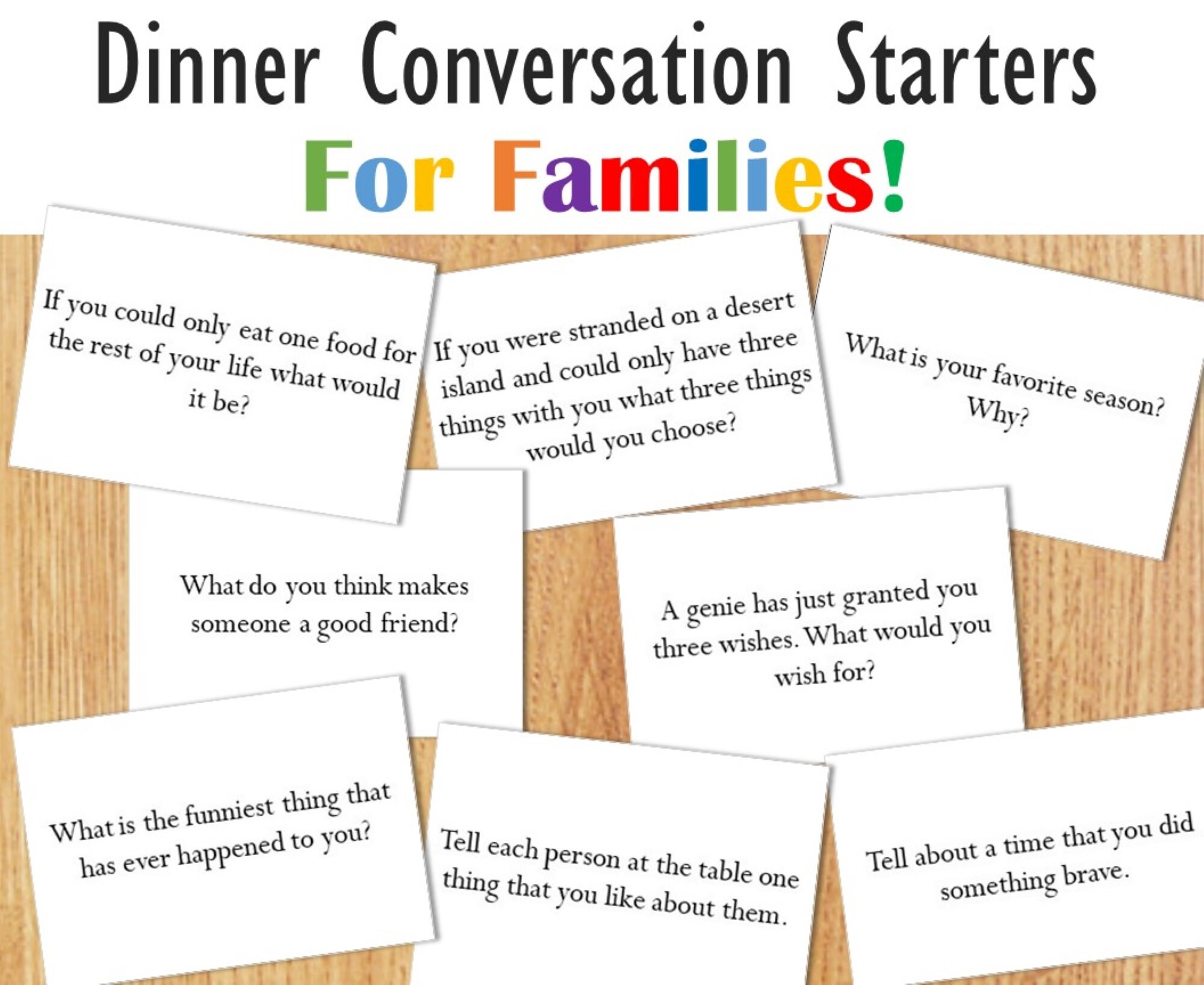 Dinner Conversation Starters For Families Etsy Dinner Conversation Starters For Families Etsy