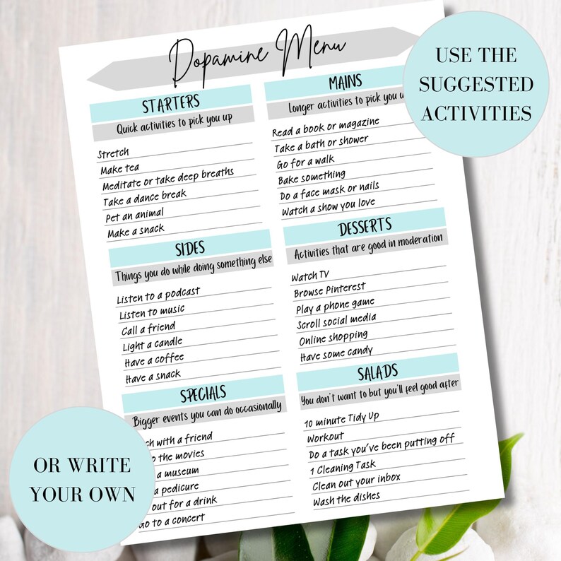 Dopamine Menu- Fully Editable and Printable Aesthetic Dopamenu - Etsy