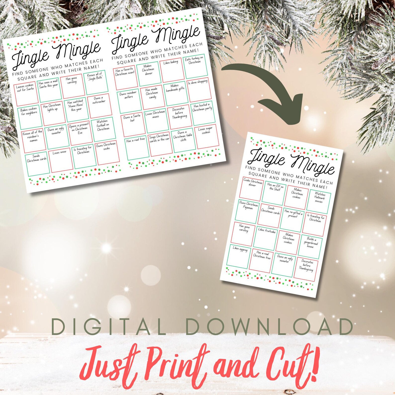 Christmas Mingle Bingo - Mix and Mingle Bingo for Work or Classroom ...