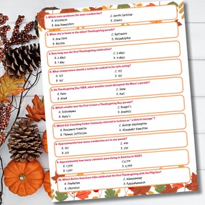 Thanksgiving Trivia Game - Turkey Trivia Friendsgiving Game or Fun ...