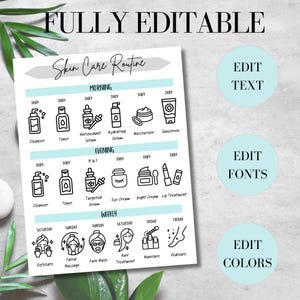Printable Skincare Routine Template / Editable Skincare Chart / Daily ...