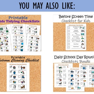 Printable Kids Cleaning Checklists With Pictures - Etsy