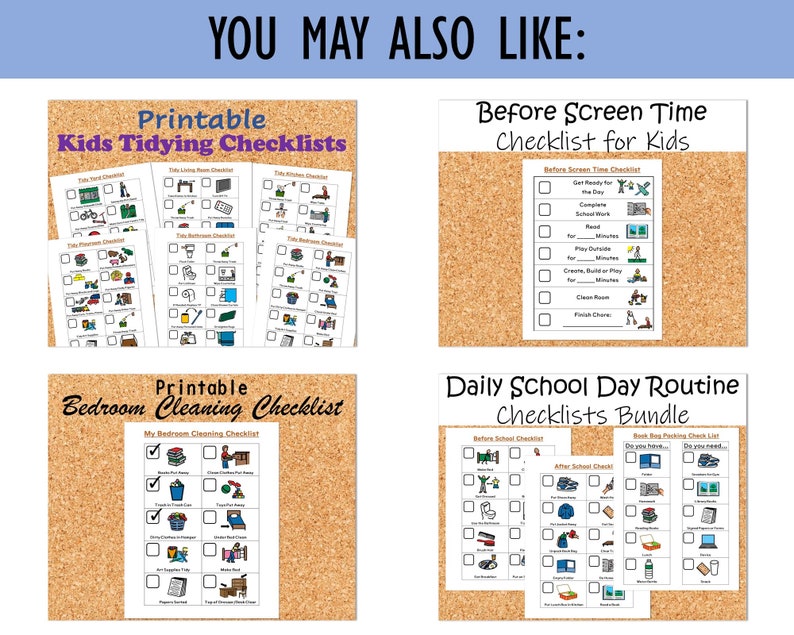 Printable Kids Cleaning Checklists With Pictures - Etsy
