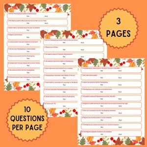 True or False Thanksgiving Trivia Game - Turkey Trivia Friendsgiving ...