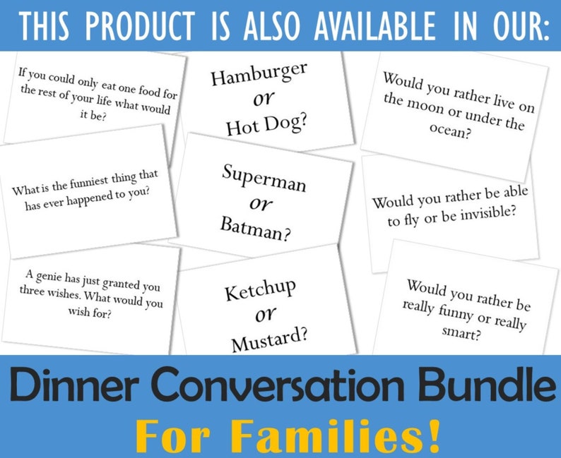 Dinner Conversation Starters for Families - Etsy