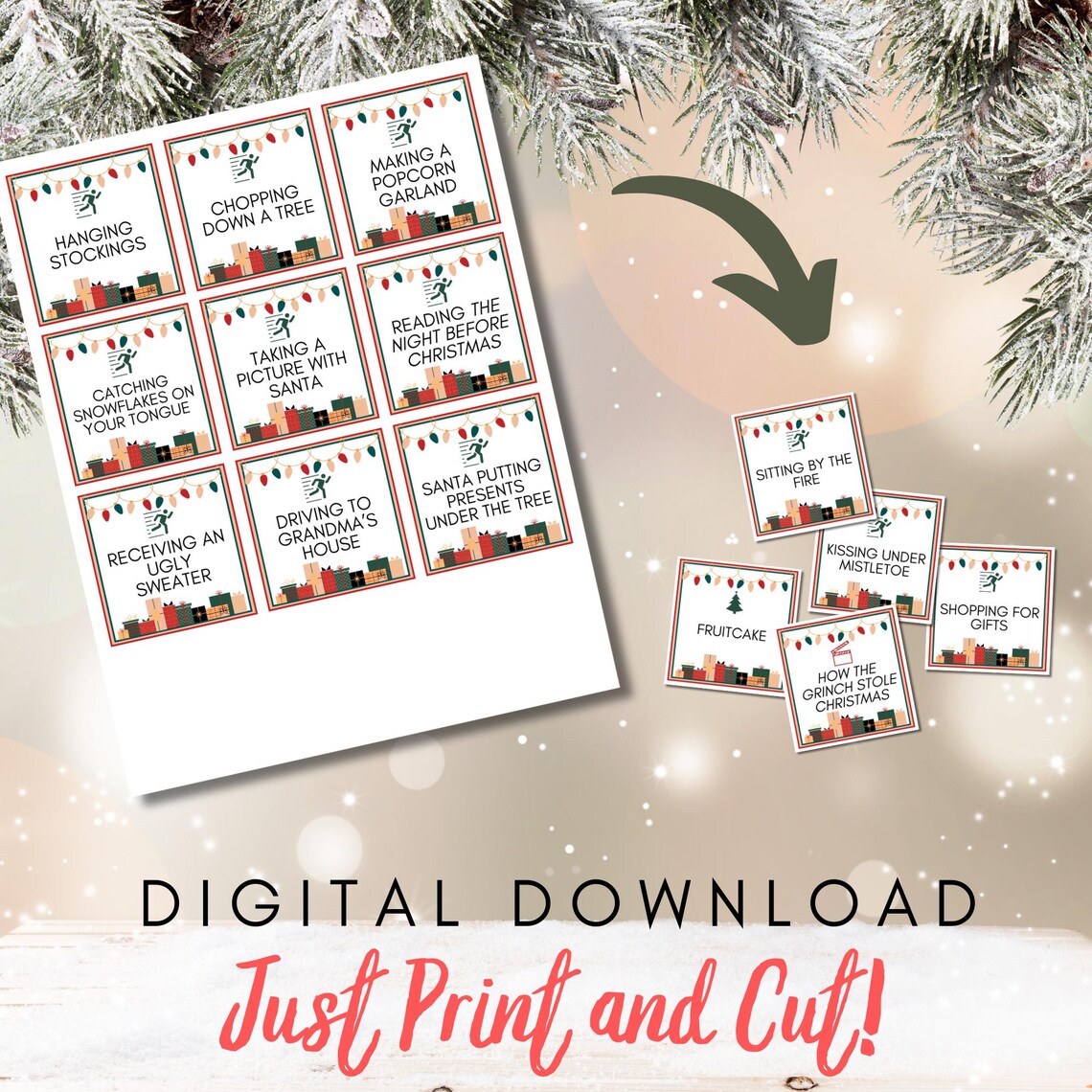 Christmas Charades Printable Cards: A Fun Christmas Game for Adults or ...