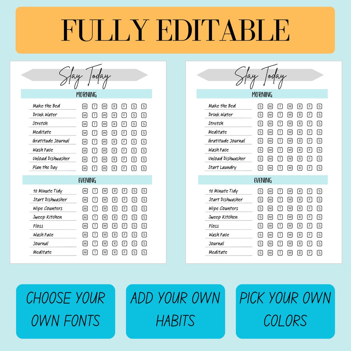 Slay the Day Morning and Evening Healthy Habit Routine Builder and ...