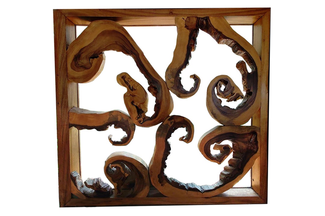 Wood Window Frame, Monkey Pod / Acacia Wood Frame With Glass, Wood Art ...