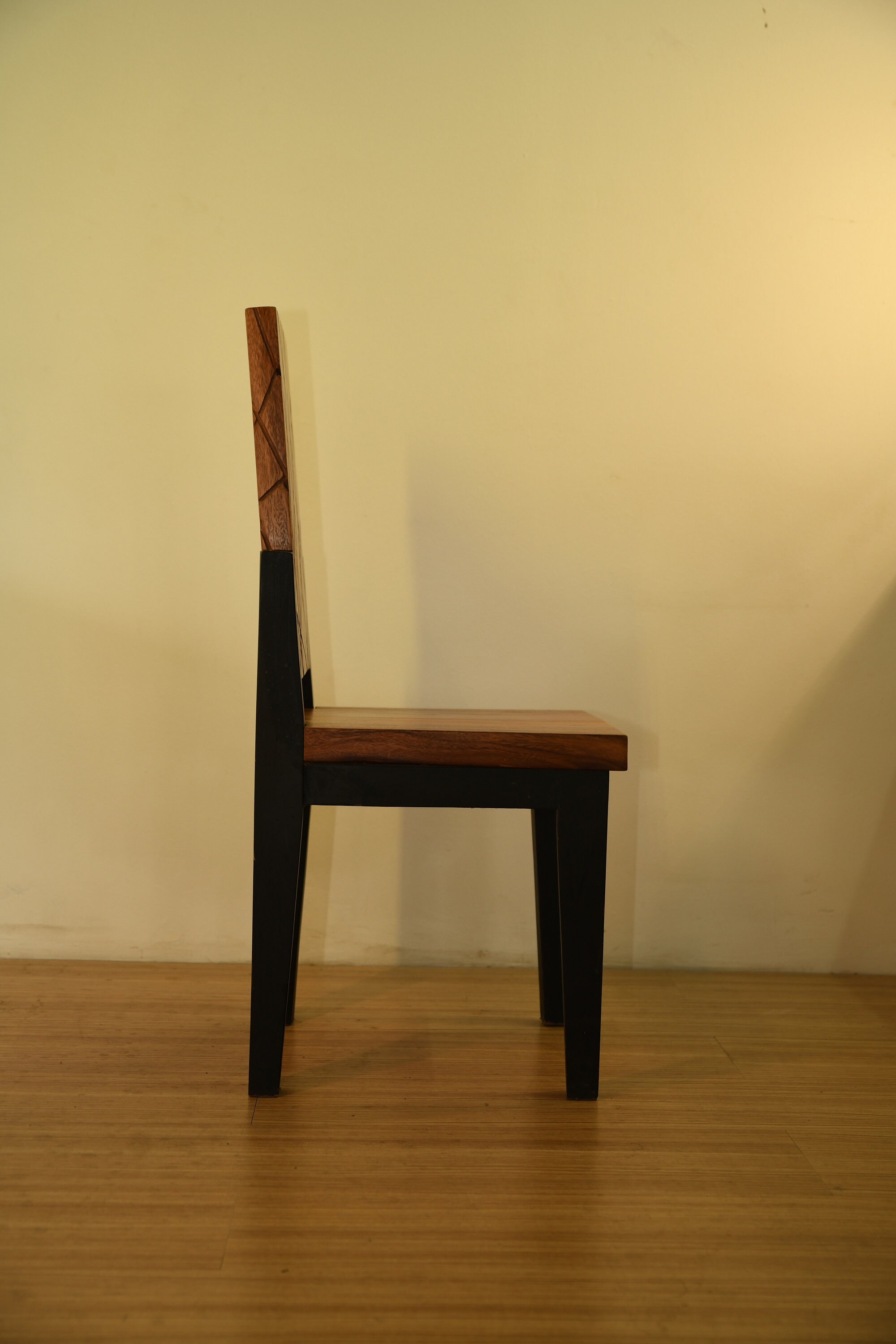 Solid Wood Chair With Wood Legs, Dining Chair, Natural Monkey Pod ...