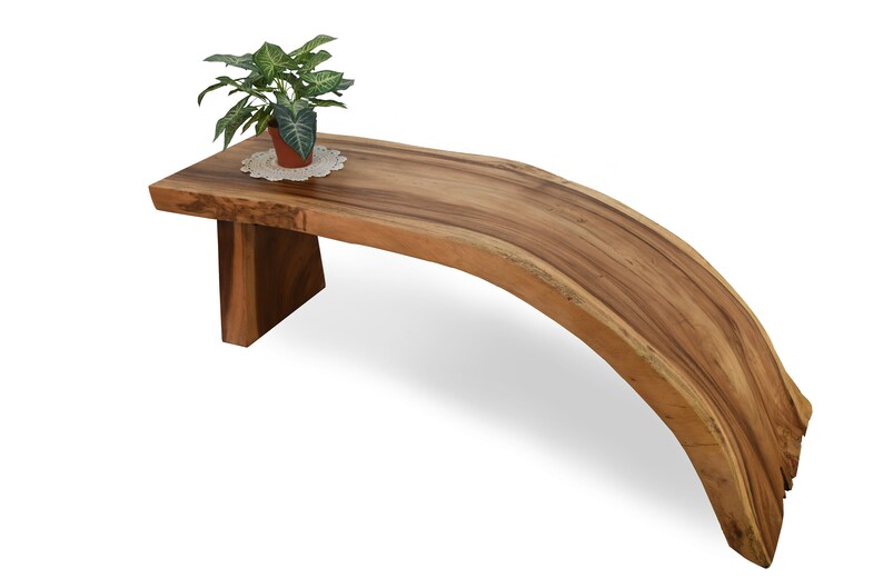 Curved Wood Bench, Solid Wood Monkey Pod / Acacia, Natural Farmhouse ...