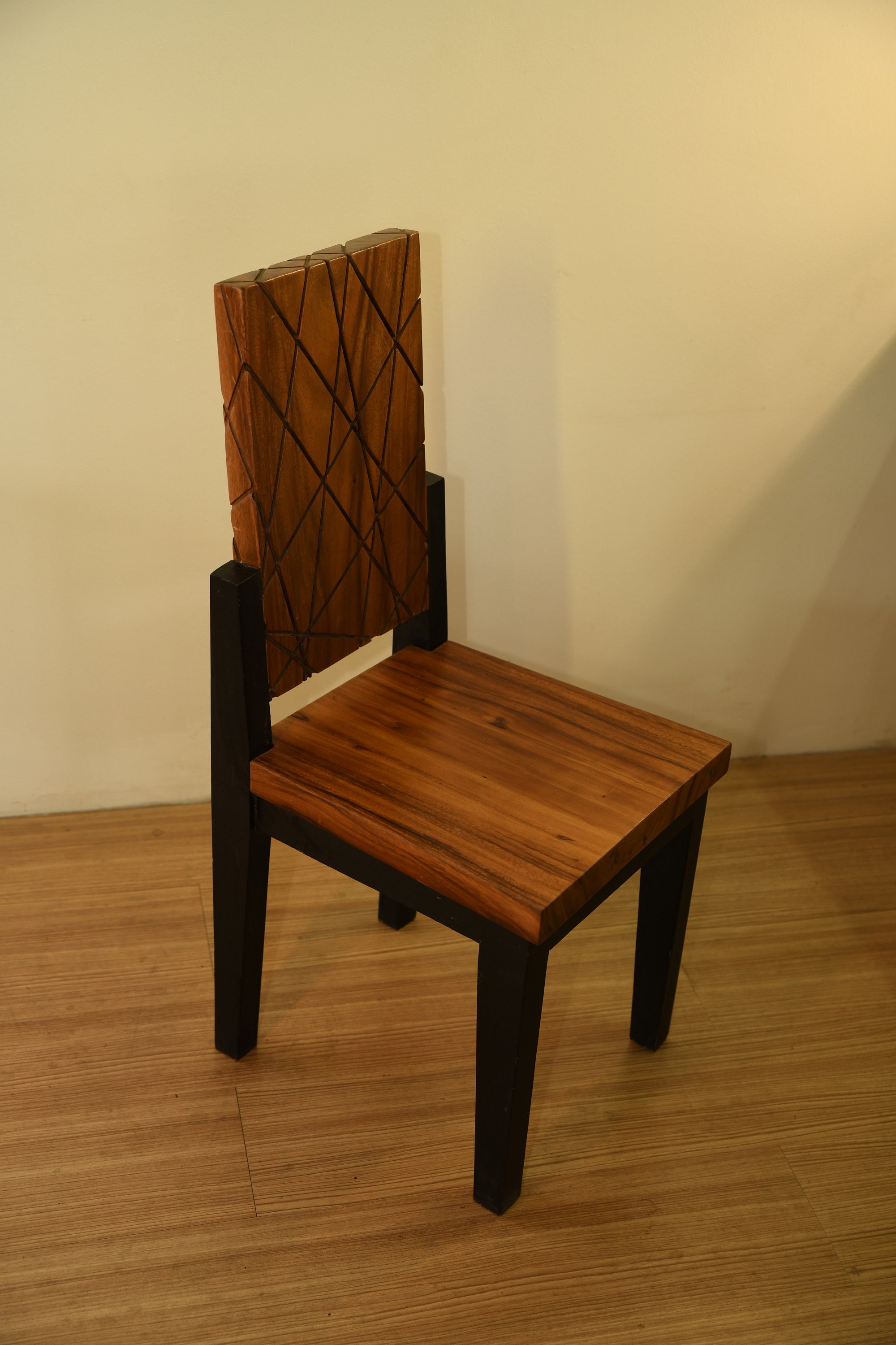 Solid Wood Chair With Wood Legs, Dining Chair, Natural Monkey Pod ...