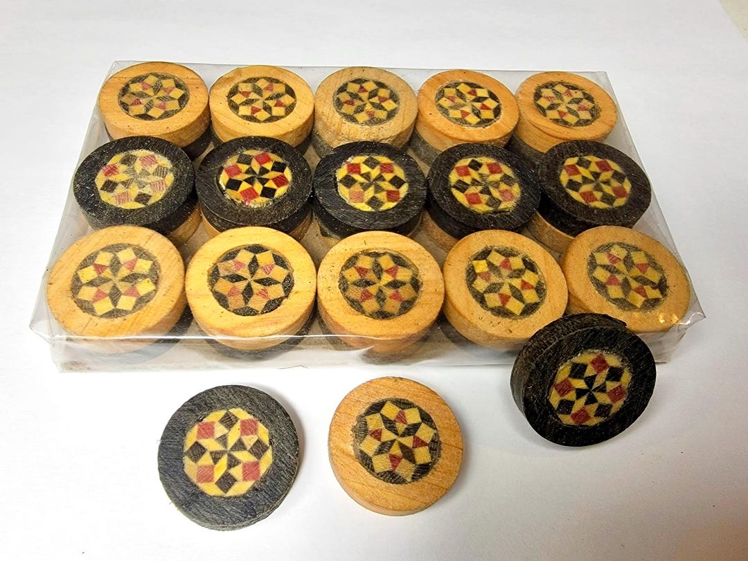 Mosaic Backgammon Checkers: 30 Handcrafted Wooden Pieces - Etsy