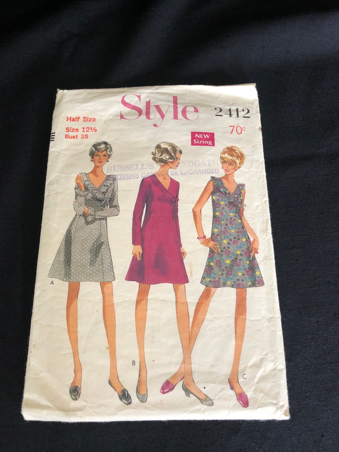 Vintage Style 2412 Dress Sewing Pattern Size 12 1/2 - Etsy