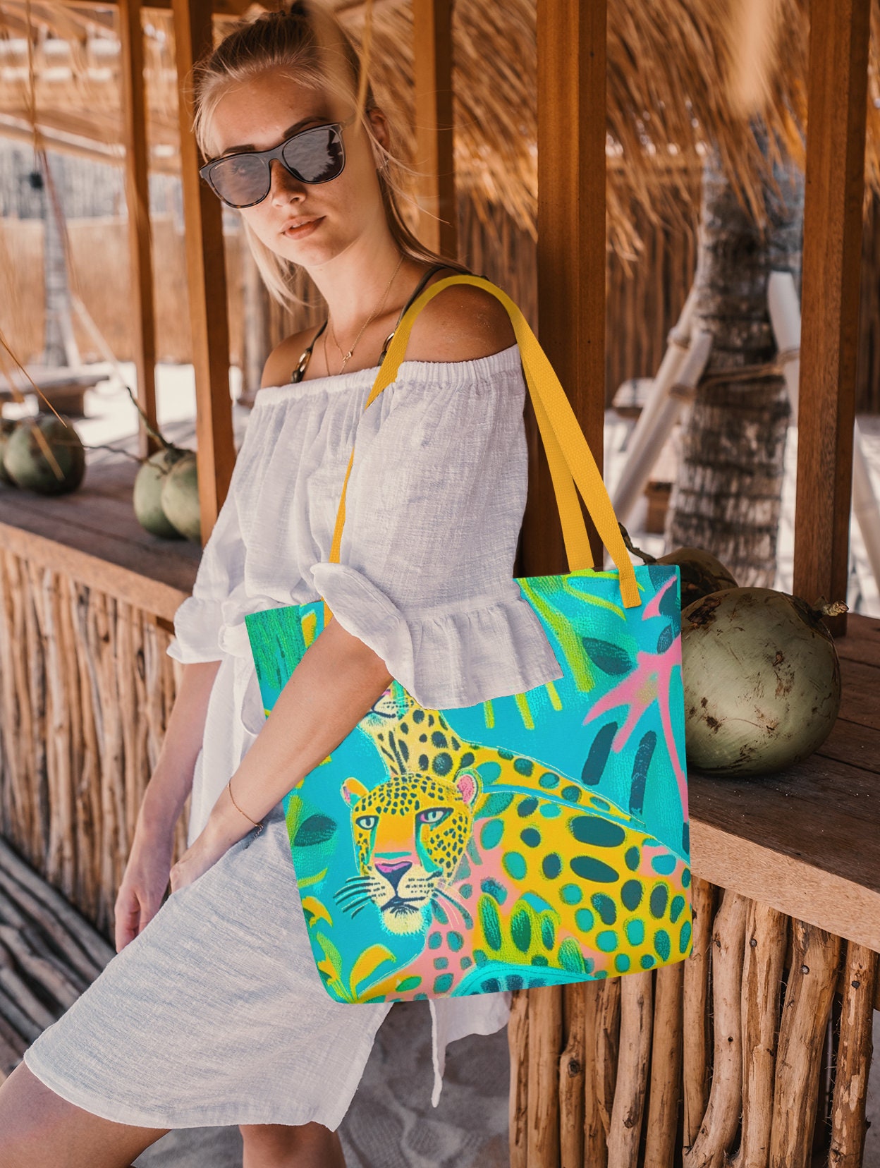 Tropical Leopards Tote Bag Tropical Jungle Theme Comfy - Etsy