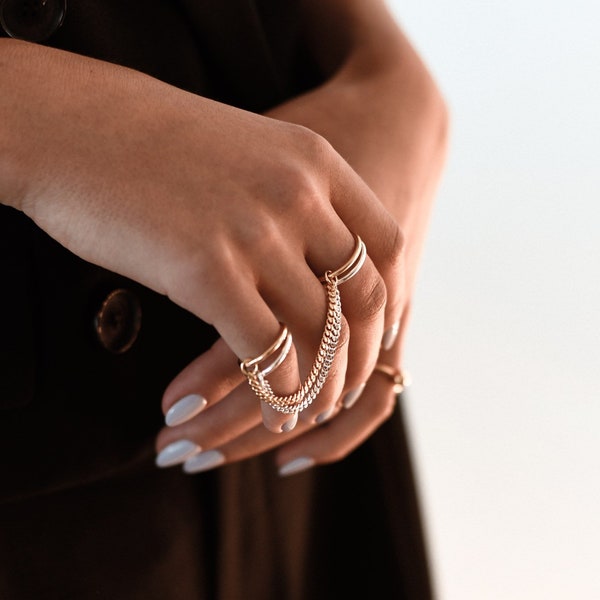 Double Chain Ring - Etsy