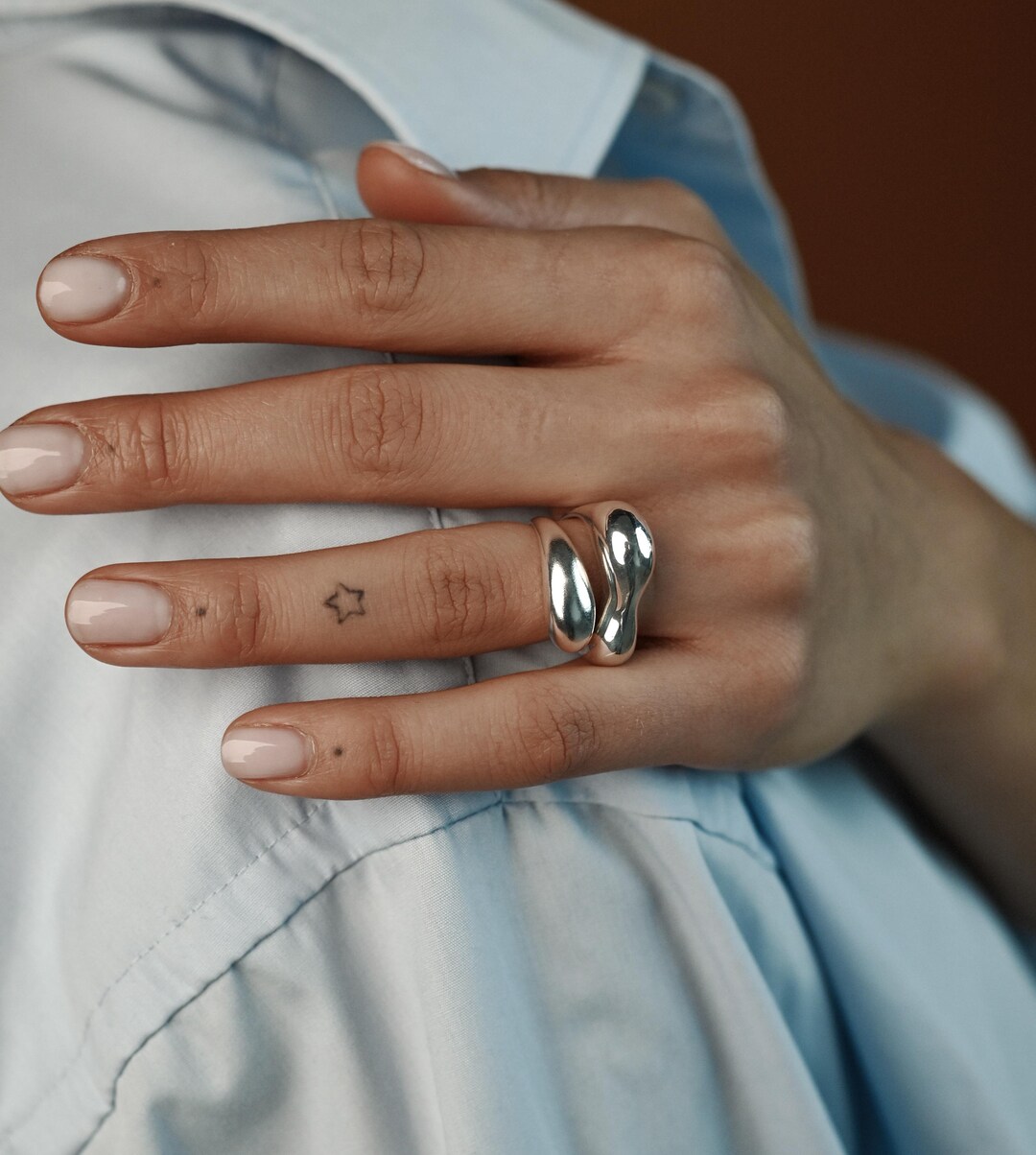 Nimbus Ring Silver, Organic Shaped Ring, Sterling Silver Hollow Ring ...