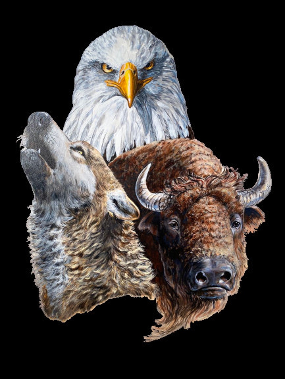 Eagle Wolf and Buffalo PNG File - Digital Download - Sublimation Image ...