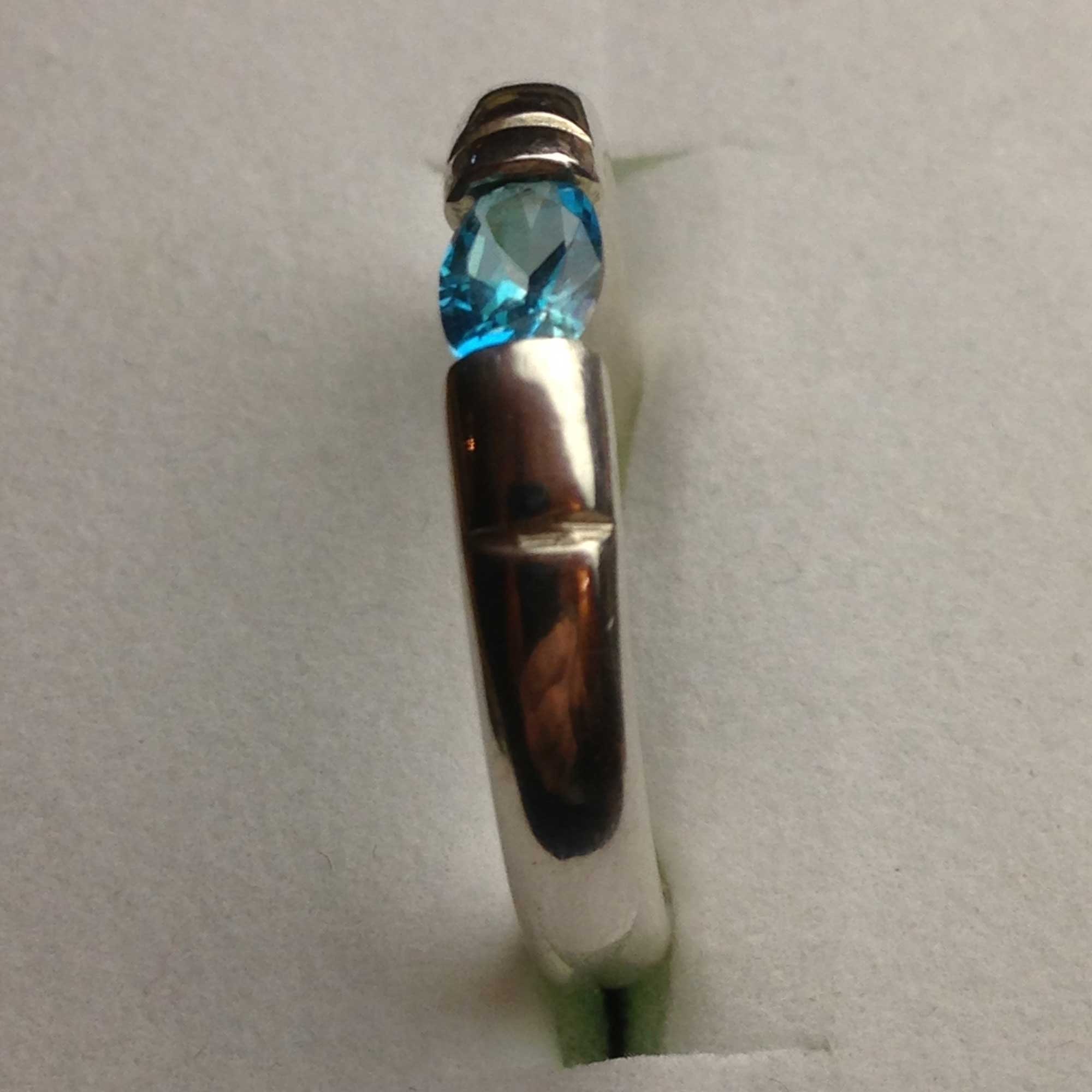 Solid Sterling Silver Tension Set Natural Oval London Blue Topaz Ring ...